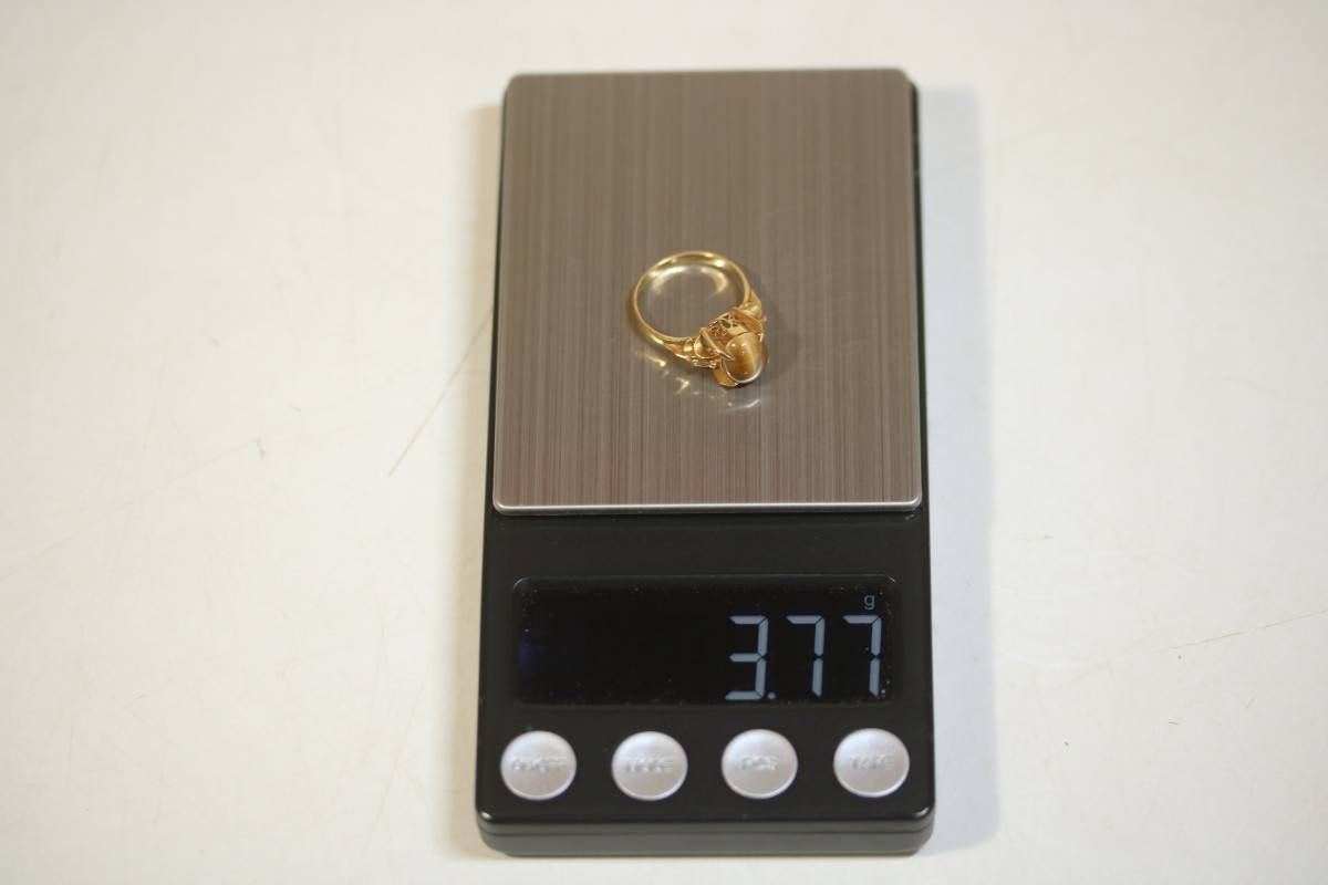 日本代購代標第一品牌【樂淘letao】－T307 K18指輪/虎目石付き/3.7g/14号/内径17.2mm/18金/52400