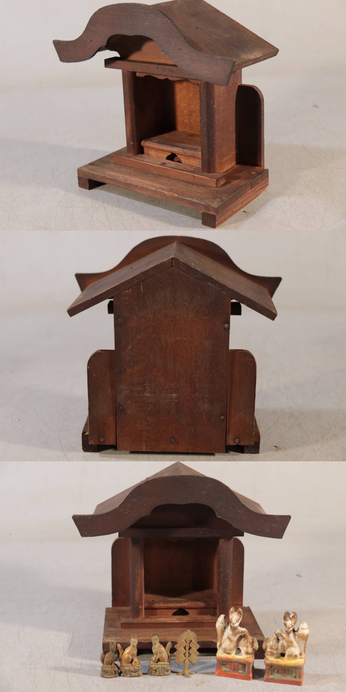 日本代購代標第一品牌【樂淘letao】－E246 稲荷きつね/陶器/真鍮製/キツネ/厨子/古道具/52841