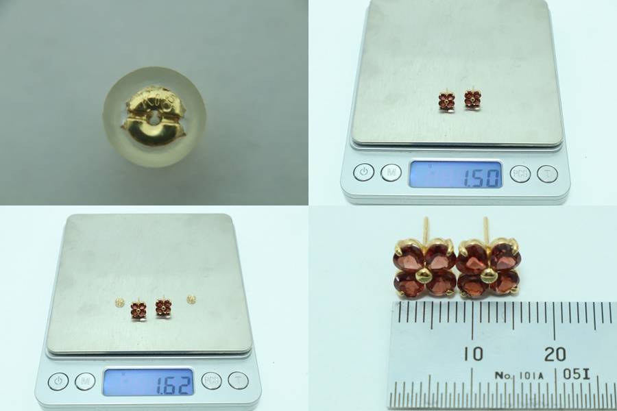 日本代購代標第一品牌【樂淘letao】－【1円スタート】K18 刻印 フラワー イエローゴールド ピアス キャッチ K18 総重量約1.62g 11-A018/1/60L