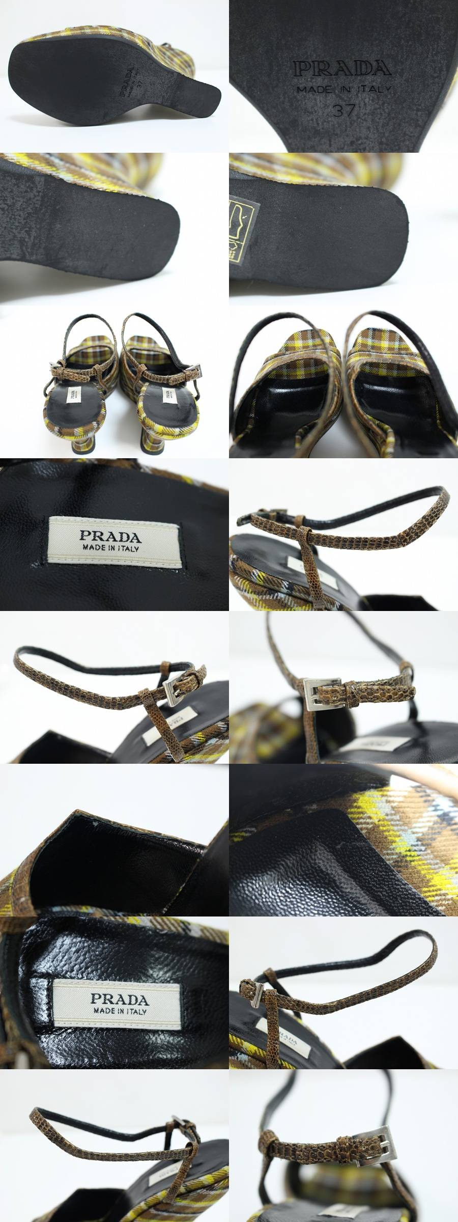 日本代購代標第一品牌【樂淘letao】－PRADA プラダ ウェッジソールチェックサンダル アンクルストラップ 37 12-F024Y/1/060