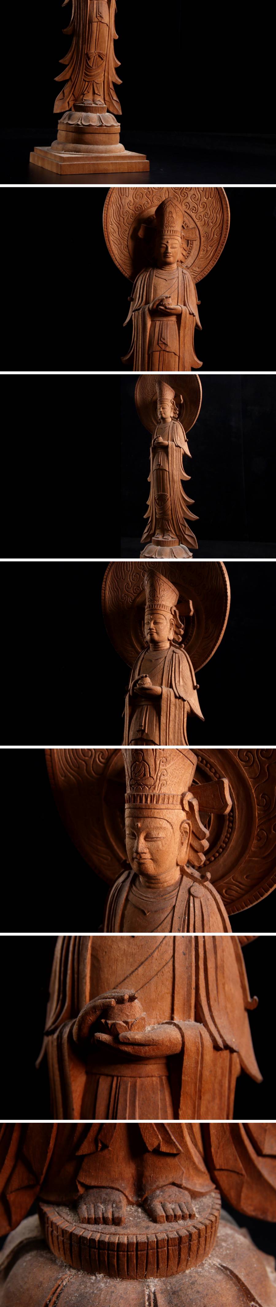 日本代購代標第一品牌【樂淘letao】－ 楾 彫刻家 晝間弘 木彫 救世観音 44cm 共箱 仏教美術仏像唐物骨董 [B255]PU/24.3廻/SH/(140)