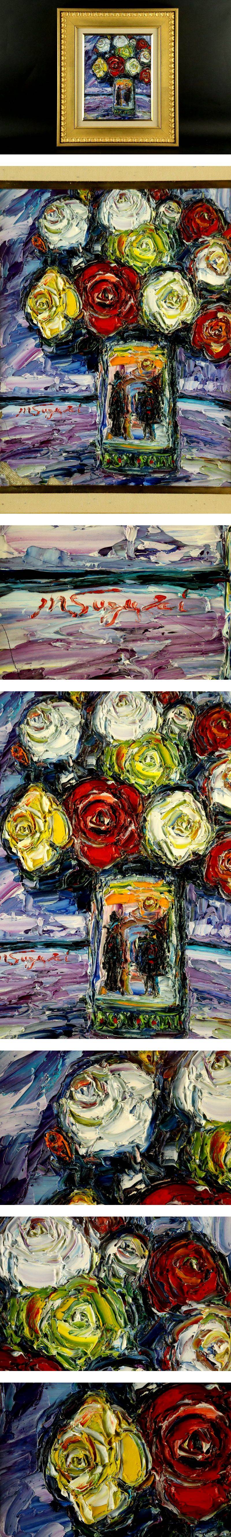 日本代購代標第一品牌【樂淘letao】－真作保証 鈴木マサハル 「花」 油彩3号 タトウ箱付 文部大臣賞 国際芸術文化賞受賞 [Ku89きざ]